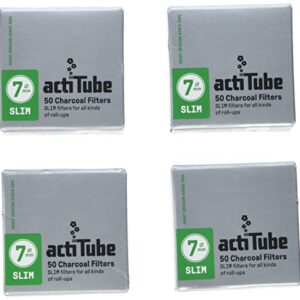 actiTube Aktivkohlefilter 50er Schachtel 4 x Slim Activated Carbon, 4 x 50 = 200 Filters, 1-Pack, Silver, Count