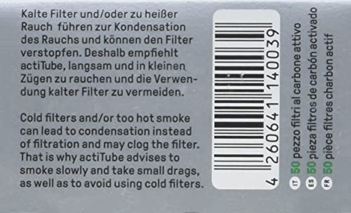 actiTube Aktivkohlefilter 50er Schachtel 4 x Slim Activated Carbon, 4 x 50 = 200 Filters, 1-Pack, Silver, Count