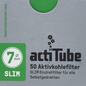 actiTube Aktivkohlefilter 50er Schachtel 4 x Slim Activated Carbon, 4 x 50 = 200 Filters, 1-Pack, Silver, Count