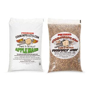 cookinpellets 40 lb perfect mix hickory, cherry, hard maple, apple wood pellets bundle with apple mash smoker wood pellets, 40 pound bag