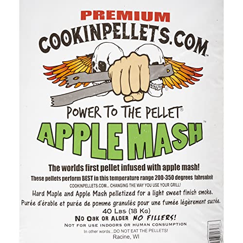 CookinPellets 40 Lb Perfect Mix Hickory, Cherry, Hard Maple, Apple Wood Pellets Bundle with Apple Mash Smoker Wood Pellets, 40 Pound Bag