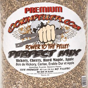 CookinPellets 40 Lb Perfect Mix Hickory, Cherry, Hard Maple, Apple Wood Pellets Bundle with Apple Mash Smoker Wood Pellets, 40 Pound Bag