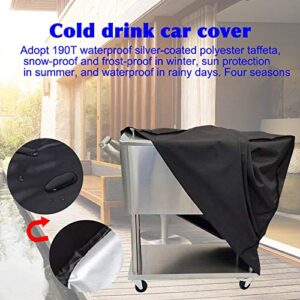 Cooler Cart Cover, Waterproof 190T Polyester Fit for Most 80 QT Rolling Patio Cooler Cover, Protective Cover for Beverage Cart for Beverage Cart, Rolling Ice Chest, Party Cooler(Black)