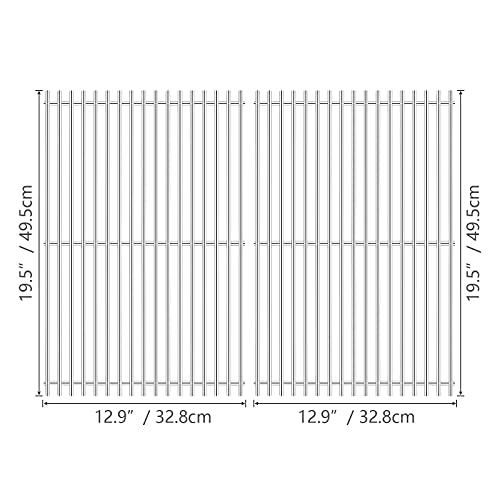 ProFire 19.5 Inch 304 Food Grade Stainless Steel Cooking Grate for Weber Genesis E310 E320 E330 S310 S320 S330 EP310 EP320 Gas Grills, Grill Grate Replacement for Weber 7528/7524