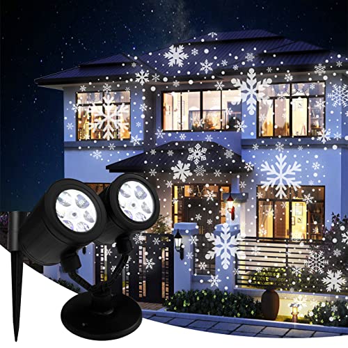 Christmas 2-in-1 Christmas Projector Lights Outdoor - Christmas Snowflake Projector Lights with Waterproof Plug in Moving Effect Wall Mountable for Garden Ballroom, Party, Halloween, Holiday