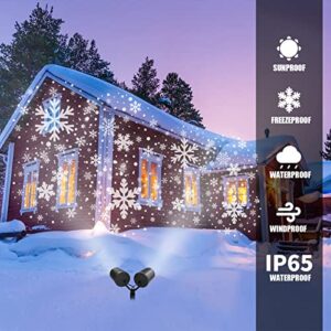 Christmas 2-in-1 Christmas Projector Lights Outdoor - Christmas Snowflake Projector Lights with Waterproof Plug in Moving Effect Wall Mountable for Garden Ballroom, Party, Halloween, Holiday