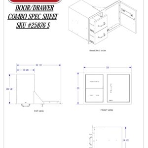 Bull Outdoor Products 25876 Door/Drawer Combo, 33" x 22", Metallic