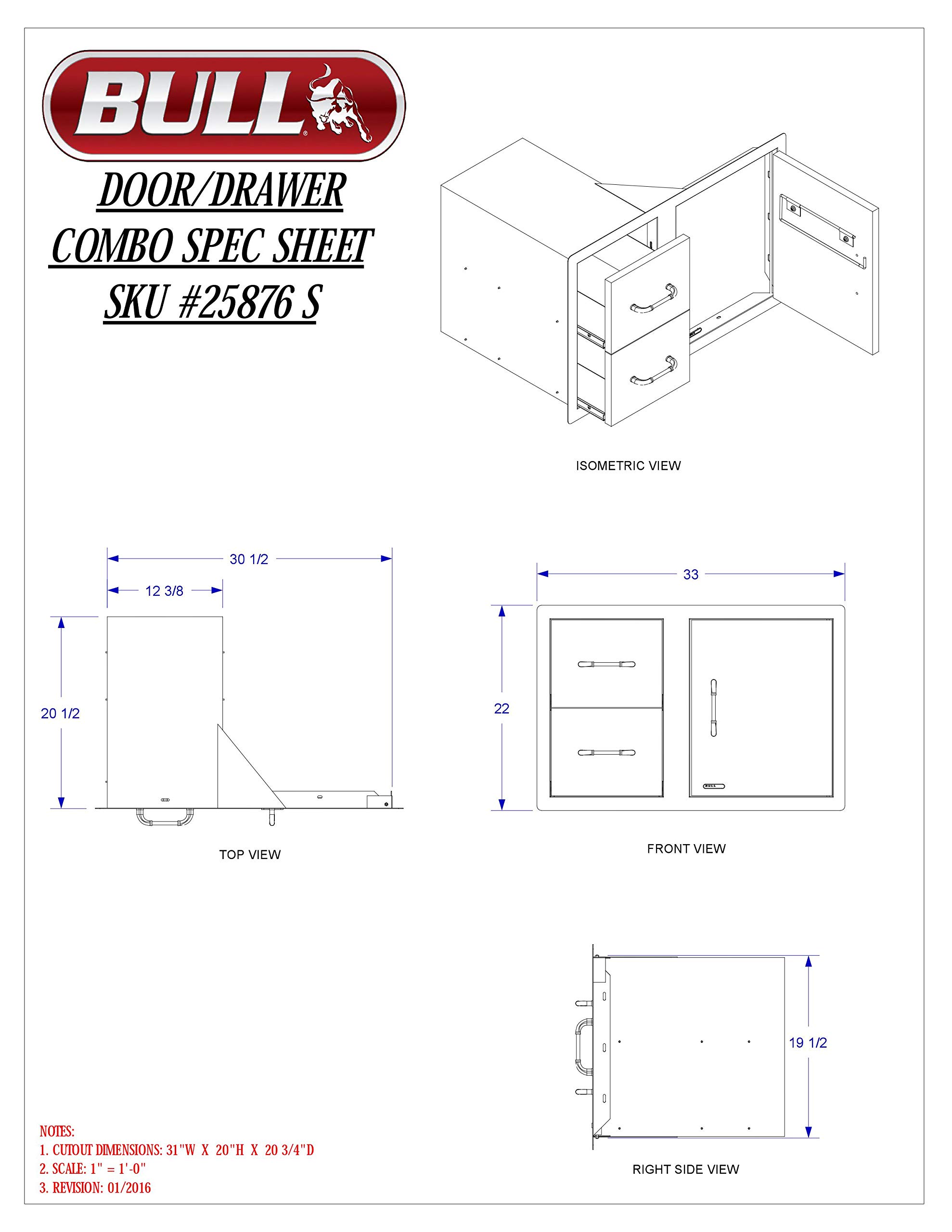 Bull Outdoor Products 25876 Door/Drawer Combo, 33" x 22", Metallic