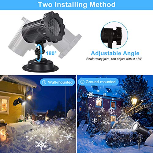 SOMKTN Snow Projector Lights-Snowfall Light Projector-Christmas Snowflake Show Projector-Waterproof Decorative Lighting Dynamic Snow Projector for Halloween, Holiday, Birthday, Wedding and Party