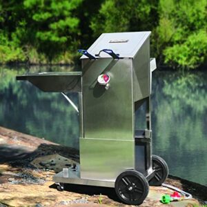 Bayou Classic 700-185 Stainless Bayou Fryer Cart Features Rubber Wheels and Locking Casters Hook Mount For Propane Tank Perfect Accessory For 4-gal Bayou Classic Fryers