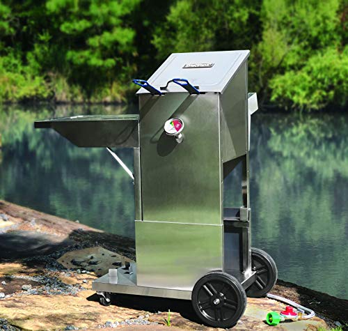 Bayou Classic 700-185 Stainless Bayou Fryer Cart Features Rubber Wheels and Locking Casters Hook Mount For Propane Tank Perfect Accessory For 4-gal Bayou Classic Fryers