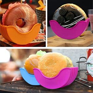 Qoyapow 4Pcs Retractable Burger Fixed Box Adjustable Hamburger Holders Reusable Washable Retractable Hamburger Clip Silicone Rack Holder Burger Box for Burger Lovers Adults and Children