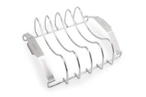 everdure rib rack for smoking and grilling, stainless steel meat rack for charcoal or smoker grill with easy grip handles, great for whole roasts or racks of ribs, dishwasher safe