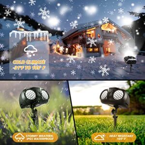 Christmas Projector Lights Outdoor, Upgraded LED Binocular Rotating Snowflake Projector Lights, Waterproof Snowfall Landscape Light with Remote RF Control Timer for Xmas Halloween Holiday Party Decor