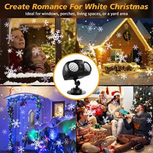 Christmas Projector Lights Outdoor, Upgraded LED Binocular Rotating Snowflake Projector Lights, Waterproof Snowfall Landscape Light with Remote RF Control Timer for Xmas Halloween Holiday Party Decor