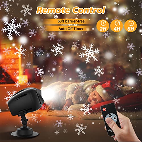 Christmas Projector Lights Outdoor, Upgraded LED Binocular Rotating Snowflake Projector Lights, Waterproof Snowfall Landscape Light with Remote RF Control Timer for Xmas Halloween Holiday Party Decor