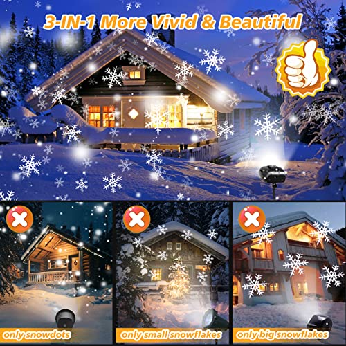 Christmas Projector Lights Outdoor, Upgraded LED Binocular Rotating Snowflake Projector Lights, Waterproof Snowfall Landscape Light with Remote RF Control Timer for Xmas Halloween Holiday Party Decor