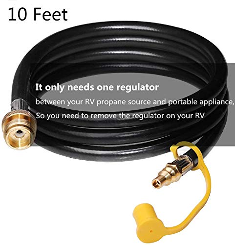 DOZYANT 10 Feet 1/4" Quick Connect RV Propane Hose Converter Replacement for 1 lb Throwaway Bottle Connects 1 LB Bulk Portable Appliance to RV 1/4" Female Quick Disconnect