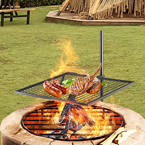 VEVOR Swivel Grill, Heavy Duty Steel Campfire Grill,Single Layer Open Fire Grill, 24" x 24" Campfire Swivel Grill with Heat Dissipation Handle, Campfire Grill Stake for Outdoor Open Flame Cooking