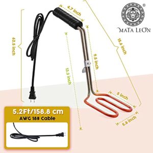 Mata Leon Electric Charcoal Starter for Grill Premium BBQ Grills Fireplace Tools Easier & Quicker Ignite Lump Coals Briquettes | NO Sparks or Ash | Durable 304 Heat Element Coils with 5ft Long Cable