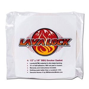 lavalock 1/2″ x 1/8″ nomex grilling high temp bbq smoker gasket, white self stick