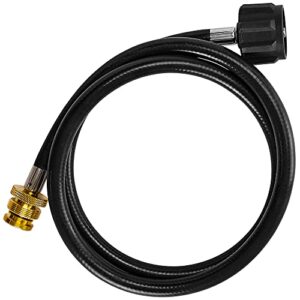 flame king ysn-qcc-1lba 4 ft propane gas extension, bottles to larger tanks 20lb to 1lb hose adapter, black