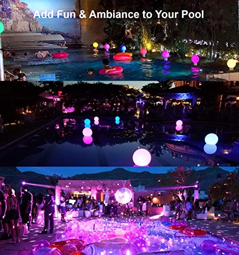 TOVEENEN Floating Pool Lights Wireless Charging 8 Inch LED Light Ball, Waterproof Rechargeable Floating Lights for Pool, Long Battery Life 20 Color Modes