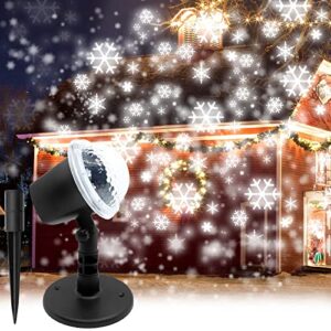 christmas projector lights outdoor, christmas snowflakes projector led lights, waterproof projector decorating stage light, indoor outdoor snowfall holiday party garden landscape