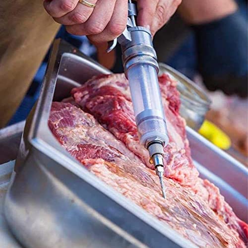 SpitJack Magnum Meat Injector Gun. Food Flavor Injection Syringe for Smoked BBQ Marinades and Meat Seasoning. 4 needles for Pork Butt, Beef Brisket, Turkey Breast. 50ml Capacity. Made in the USA.