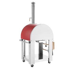 Empava Wood Fired Pizza Oven Painted Red for Outdoor Kitchen in Stainless Steel, 33 Inch