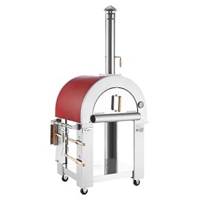 Empava Wood Fired Pizza Oven Painted Red for Outdoor Kitchen in Stainless Steel, 33 Inch