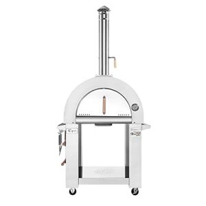 Empava Wood Fired Pizza Oven Painted Red for Outdoor Kitchen in Stainless Steel, 33 Inch