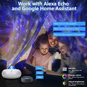 Star Projector, Smart Galaxy Projector Works with Alexa Google Assistant, Phone App Remote Control Night Light Projector with LED Nebula Galaxy Bluetooth Speaker Timer for Kids Adults Bedroom Decor