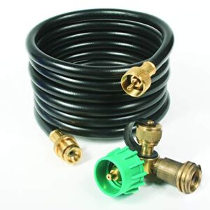 Camco 59143 12" Brass 90 Tee with 3 ports and 12' Extension Hose , Black