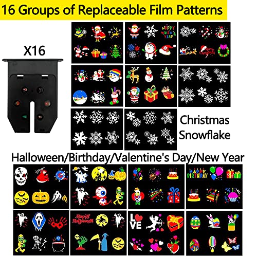 Christmas Projector Light Outddor Halloween 2-in-1 Ocean Wave 10 Colors LED Light with 16 Moving Film Slide Patterns, PULIVIA 2022 Upgraded Waterproof Light Projection for Xmas New Year Theme Party