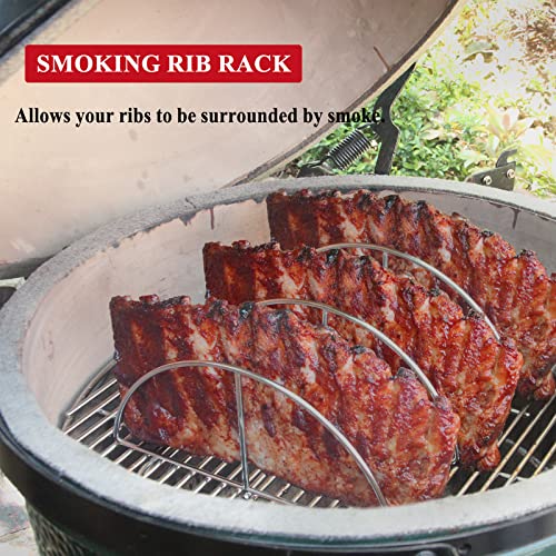 BBQ Rib Rack For Smoker Stainless Steel Rack For Large Big Green Egg and Kamado Joe Smoker Joe and 18" or Larger Grills Roast grill For Charcoal Grill Smoker