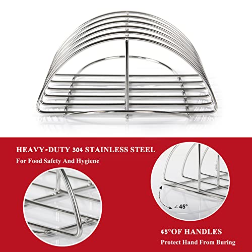 BBQ Rib Rack For Smoker Stainless Steel Rack For Large Big Green Egg and Kamado Joe Smoker Joe and 18" or Larger Grills Roast grill For Charcoal Grill Smoker