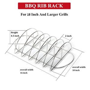 BBQ Rib Rack For Smoker Stainless Steel Rack For Large Big Green Egg and Kamado Joe Smoker Joe and 18" or Larger Grills Roast grill For Charcoal Grill Smoker