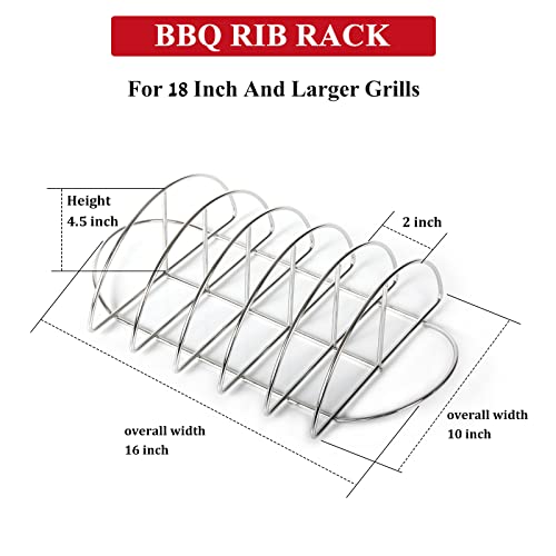 BBQ Rib Rack For Smoker Stainless Steel Rack For Large Big Green Egg and Kamado Joe Smoker Joe and 18" or Larger Grills Roast grill For Charcoal Grill Smoker