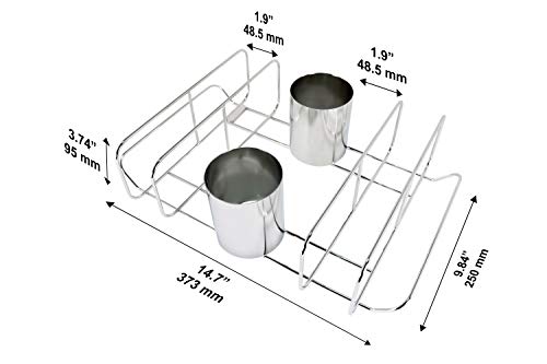 Cataumet BBQ Rib Rack and Beer Can Chicken Holder Smoking Rack Fits Big Egg Style Grills Ovens and Smokers Made with Genuine 304 Stainless Steel