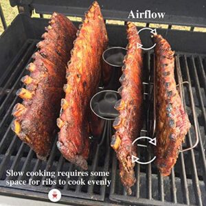 Cataumet BBQ Rib Rack and Beer Can Chicken Holder Smoking Rack Fits Big Egg Style Grills Ovens and Smokers Made with Genuine 304 Stainless Steel