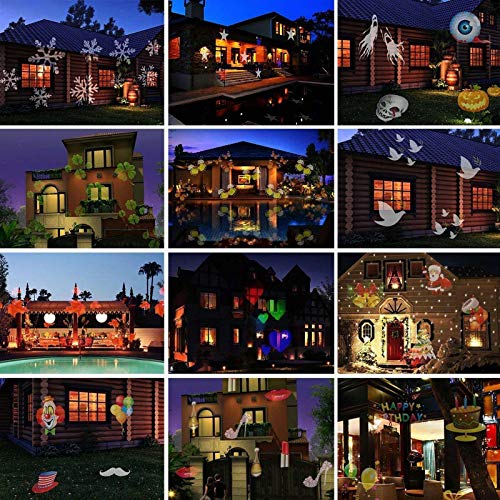 Aipande Christmas Lights，16 Patterns Plug-in Card Lawn Lamp ，Party LED Projection Light， Outdoor IP65 Holiday Decoration Light， for Halloween，Christmas, Birthday Party,New Year,Valentine's Day