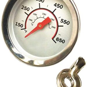 1.8 Inch Barbecue Grill Temperature Gauge Replacement for CharBroil Models Pit BBQ Thermometer Fahrenheit and Heat Indicator for Meat Cooking, Stainless Steel Temp Gauge