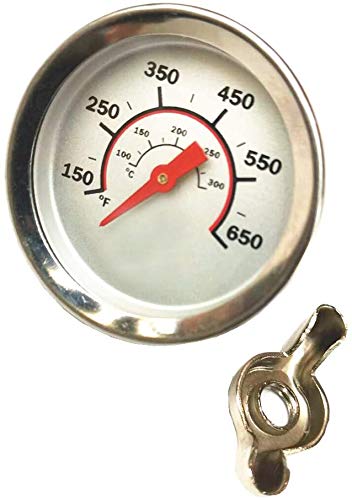 1.8 Inch Barbecue Grill Temperature Gauge Replacement for CharBroil Models Pit BBQ Thermometer Fahrenheit and Heat Indicator for Meat Cooking, Stainless Steel Temp Gauge