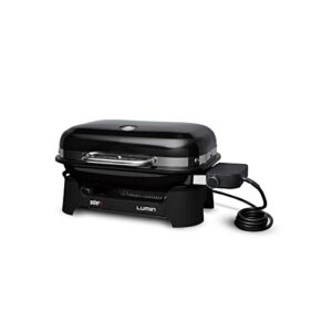 weber lumin compact outdoor electric barbecue grill, black – great small spaces such as patios, balconies, and decks, portable and convenient