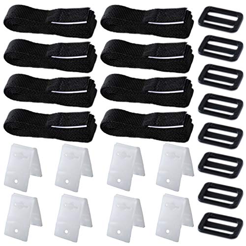 Gekufa Pool Cover Straps, Solar Cover Reel Strap kit for In-Ground Swimming Pools, Including 8 Straps with Hoop and Loop Tapes, 8 Fastener Plates, 8 Buckles