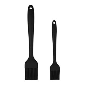 silicone basting brush,2 packs heat resistant cooking brush,black long handle pastry brush for grilling, baking, bbq