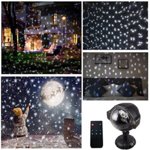 AOLOX Snowfall LED Lights Christmas Snow Rotating Projectors Lights Remote Control Waterproof Outdoor Landscape Decorative Lighting for Patio,Garden,Halloween,Christmas,Holiday,Wedding,Party