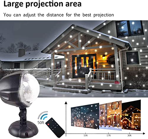 AOLOX Snowfall LED Lights Christmas Snow Rotating Projectors Lights Remote Control Waterproof Outdoor Landscape Decorative Lighting for Patio,Garden,Halloween,Christmas,Holiday,Wedding,Party