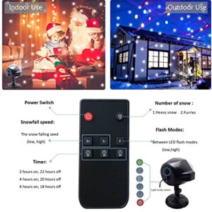 AOLOX Snowfall LED Lights Christmas Snow Rotating Projectors Lights Remote Control Waterproof Outdoor Landscape Decorative Lighting for Patio,Garden,Halloween,Christmas,Holiday,Wedding,Party